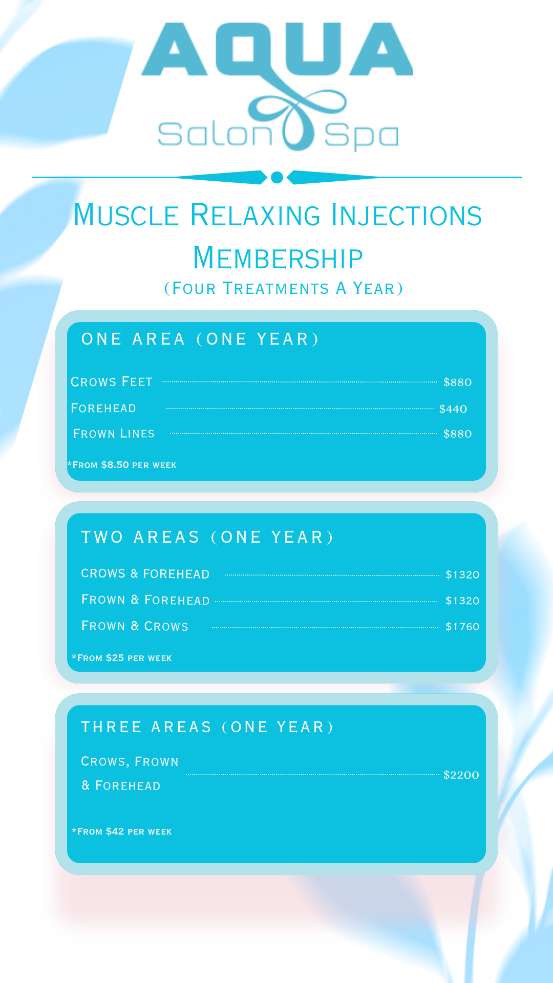 Muscle Relaxing Injections Membership | Aqua Salon & Spa